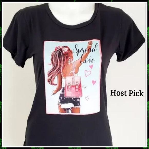 Davida | Tops | Davida Bling Graphic Black Tshirt | Poshmark